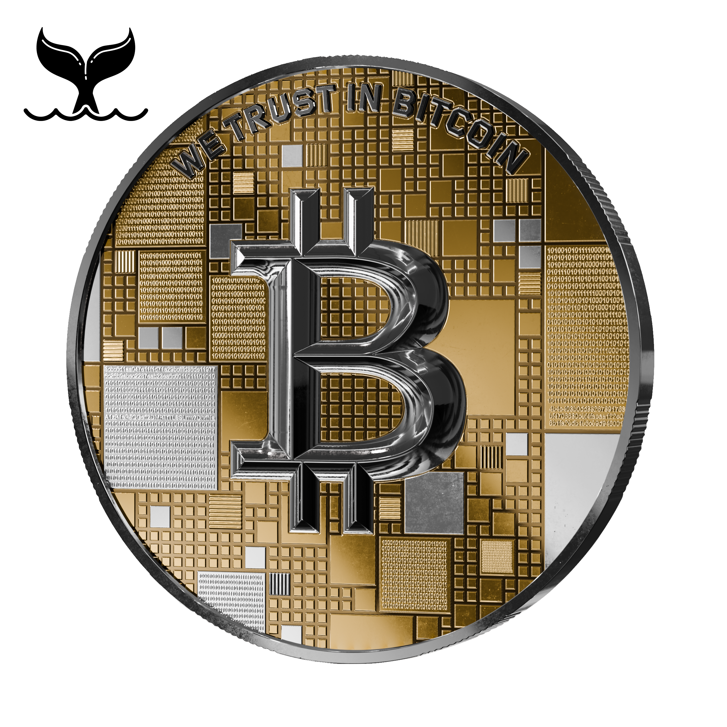 Bitcoin Silver Coin – Humpback Whale – Gold + White Platinum + Black R ...