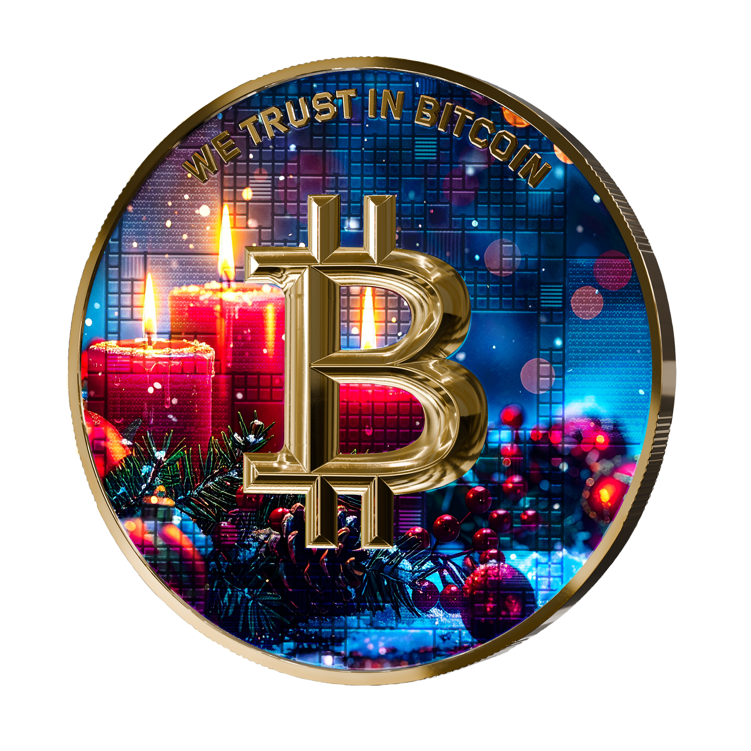 Bitcoin Silver Coin – X-MAS 2025 Unlimited – Gold + Color Effect (21g ...