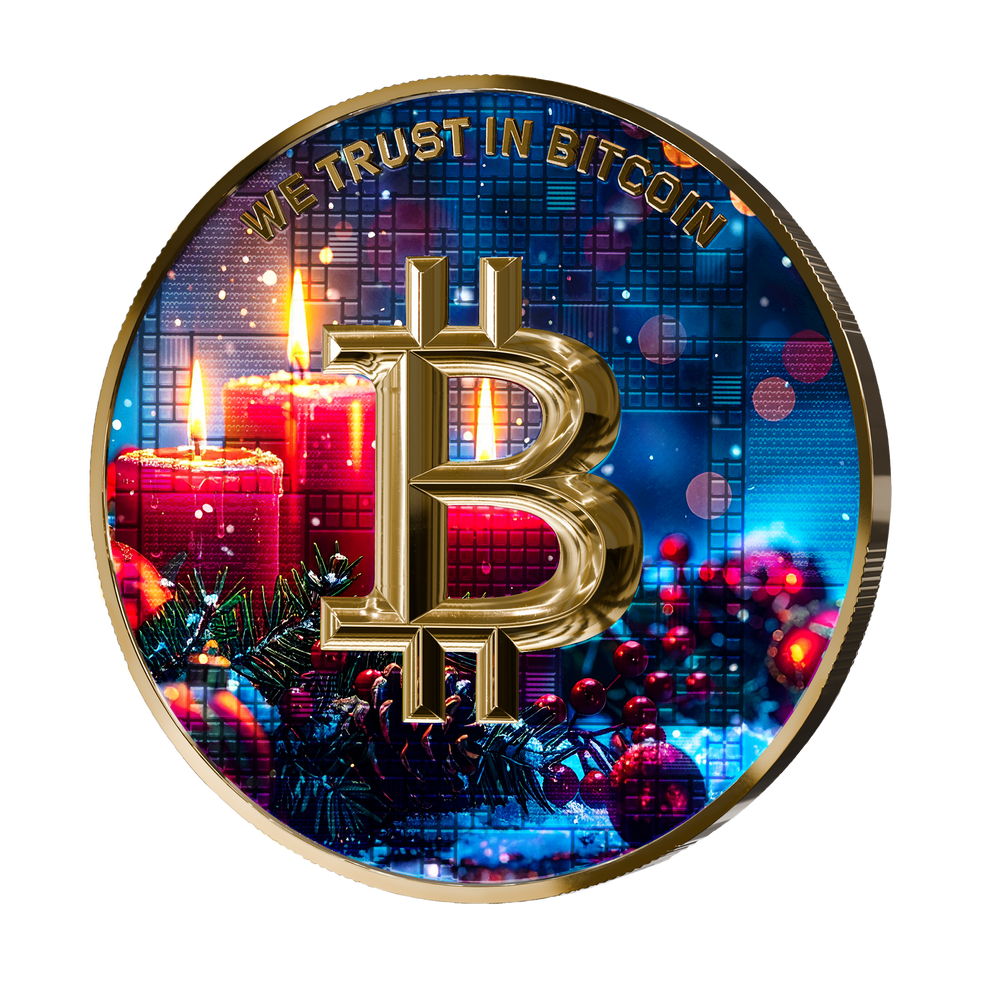 Bitcoin Silver Coin – X-MAS 2025 Unlimited – Gold + Color Effect (21g ...